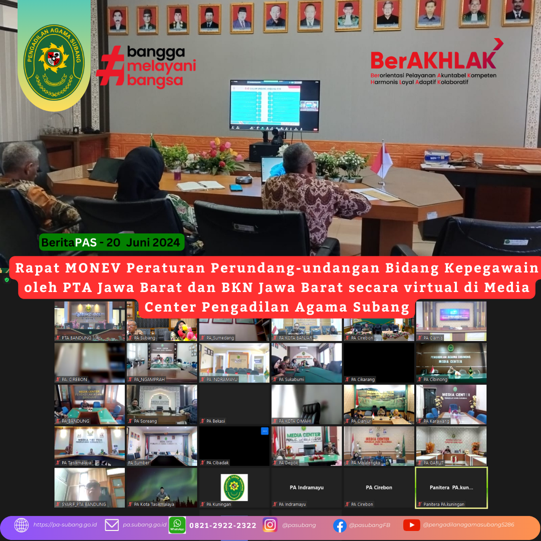 Rapat MONEV Peraturan Perundang-undangan Bidang Kepegawain oleh PTA Jawa Barat dan BKN Jawa ...